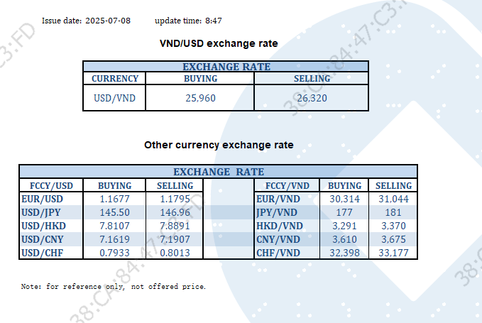 EXCHANGE RATE UPDATE 2025-07-08