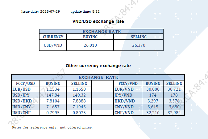 EXCHANGE RATE UPDATE 2025-07-29